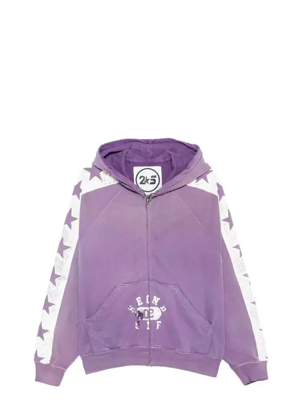 SECND SLF Star Print Zip-up Hoodie - Purple