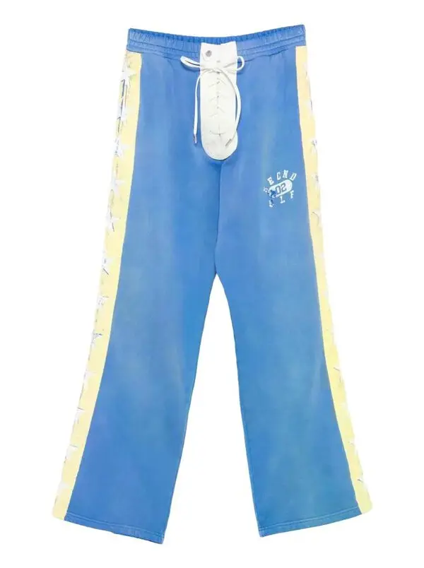 SECND SLF Lace-up Star-print Track Pants - Blue