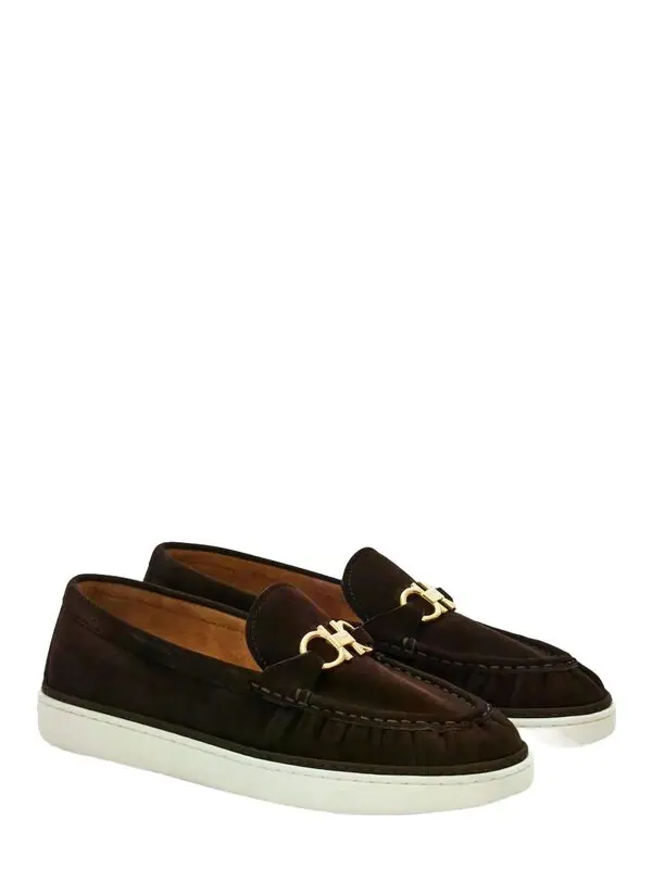 FERRAGAMO Gancini Ornament Loafers - Brown