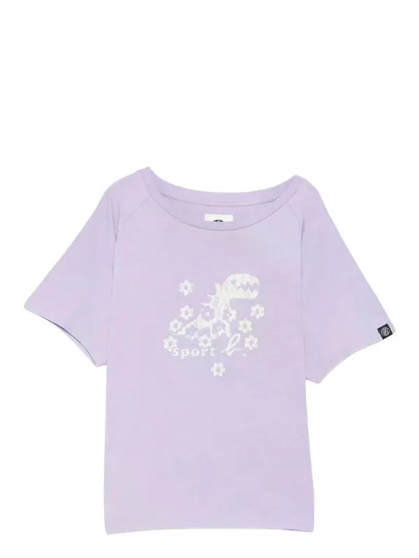 AGNES B. Textured Dino Graphic T-shirt - Purple
