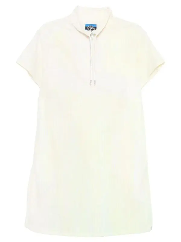 AGNES B. Seersucker Half-zip Mini Dress - Yellow