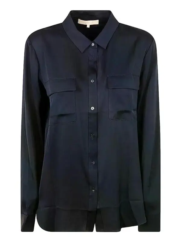 NOUVELLE SILK95FIVE Button-up Chest Pocket Shirt - Blue
