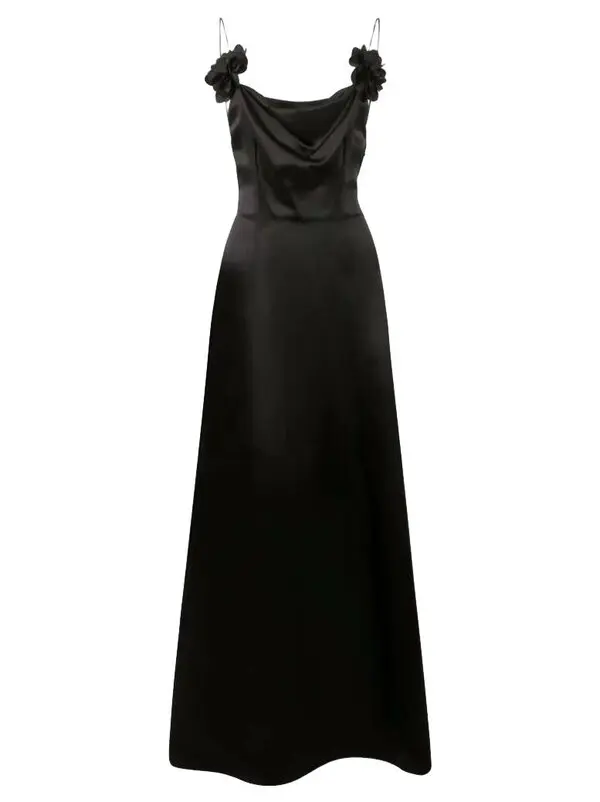Philipp Plein Floral Embellished Maxi Slip Dress - Black