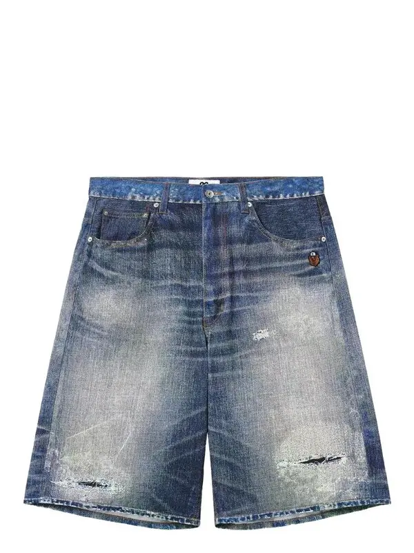 CHOCOOLATE Distressed Faded-effect Denim Shorts - Blue