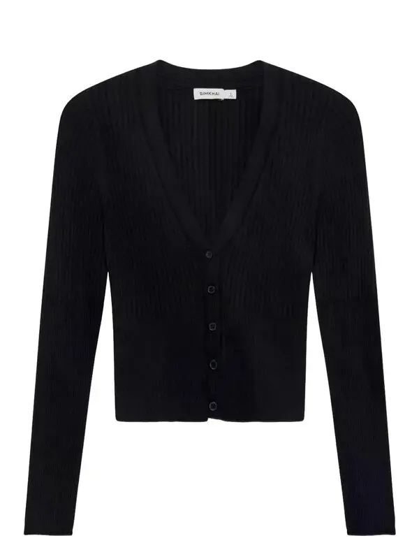 Simkhai Ribbed V-neck Cardigan - Black