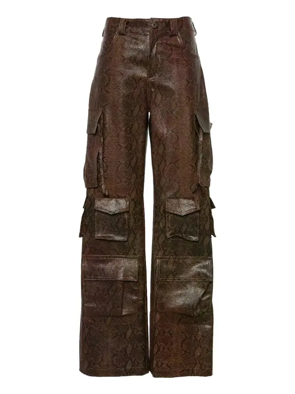 SALVATORE SANTORO Snakeskin-effect Cargo Pants - Brown