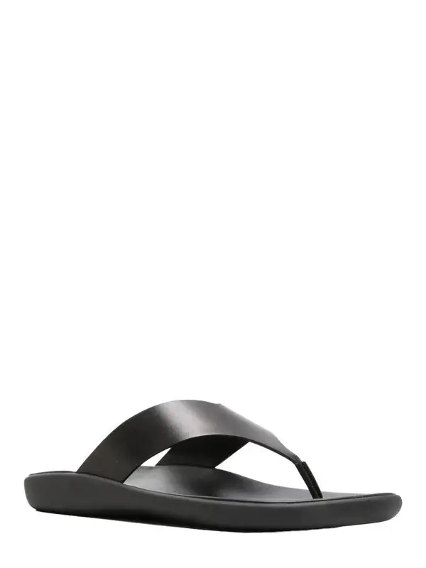 THE ROW Leather Flip Flops - Black