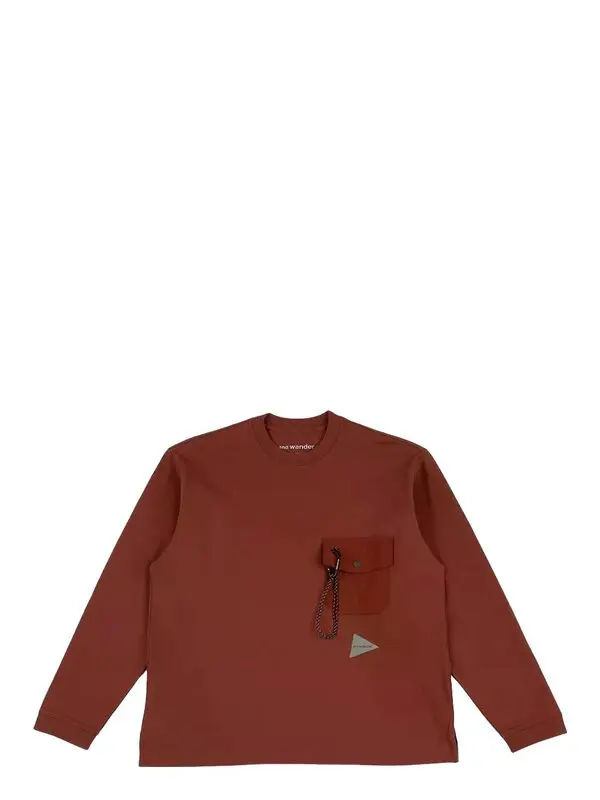 AND WANDER Pocket Long-sleeve T-shirt - Brown