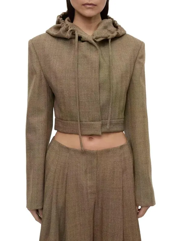 Christopher Esber Plinth Herringbone Hooded Jacket - Brown