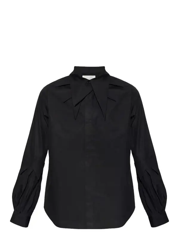 Noir Kei Ninomiya Pointed-collar Pleated Sleeve Shirt - Black