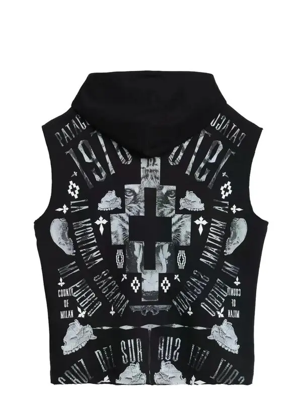 COUNTY OF MILAN Graphic Sleeveless Hoodie - Black