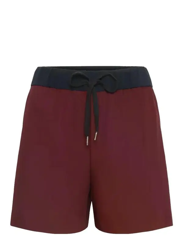 Black Label Drawstring Waist Shorts - Red