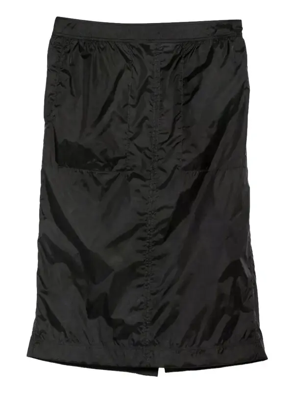 Saint Laurent Ruched Detail Midi Skirt - Black