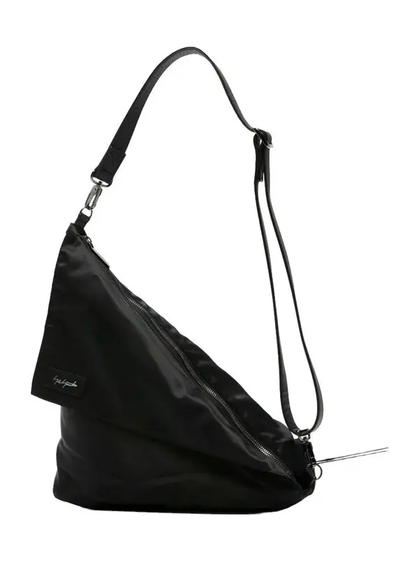 Yohji Yamamoto Asymmetric Logo Shoulder Bag - Black