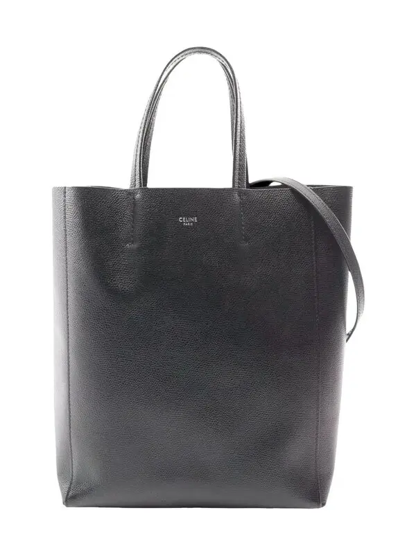 Celine Small Grained Calfskin Vertical Cabas Satchel - Black