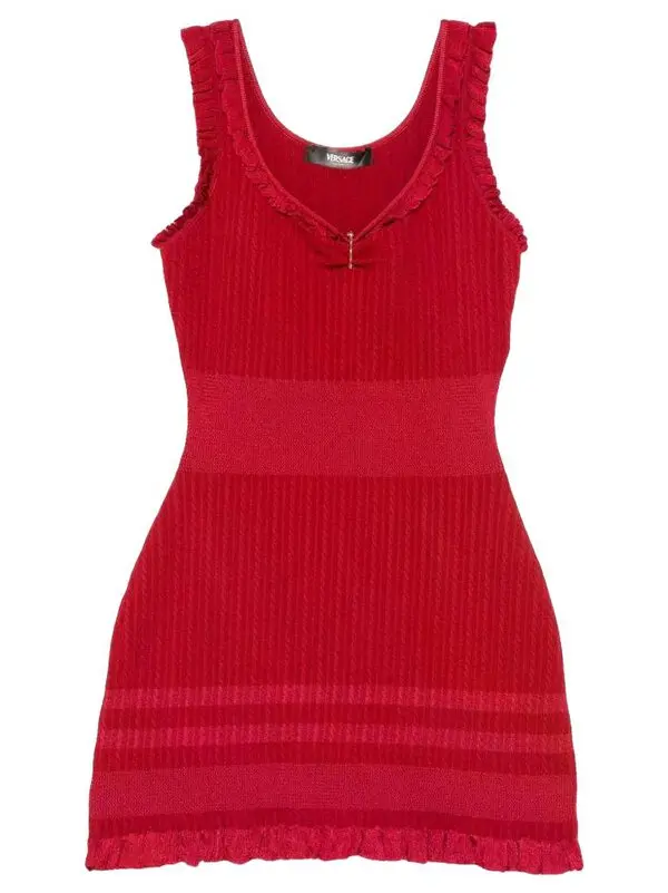 Versace Ribbed Midi Dress - Red