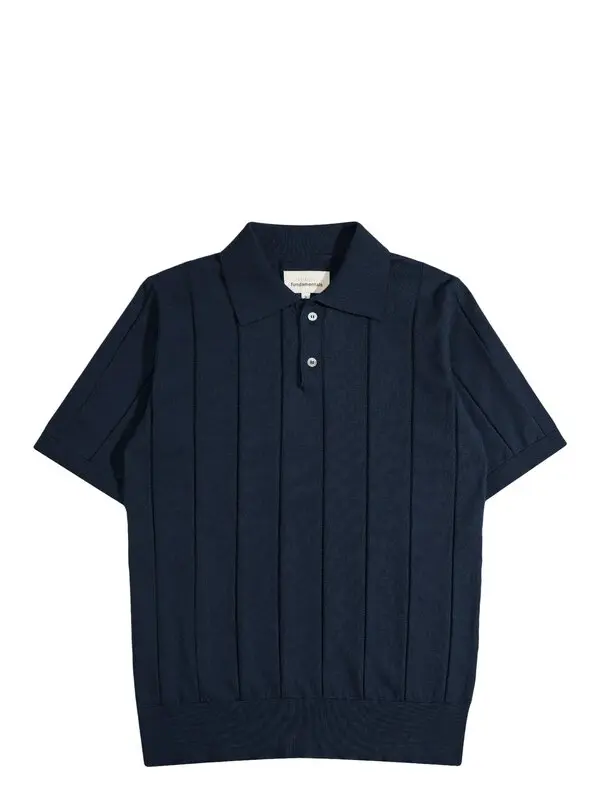 FAR AFIELD Jacobs Knit Polo Navy - Blue