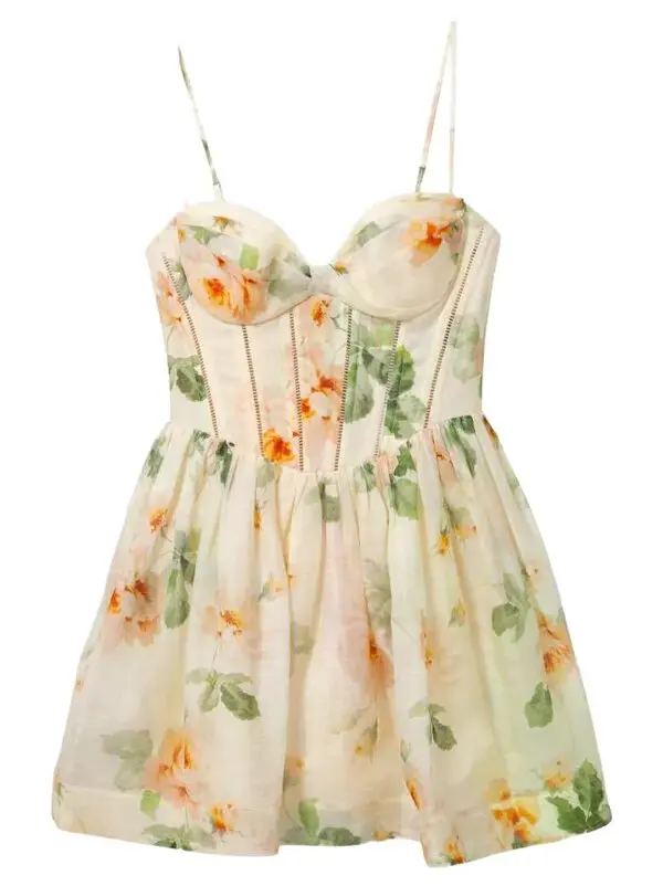 Zimmermann Floral Corset Dress - Neutrals