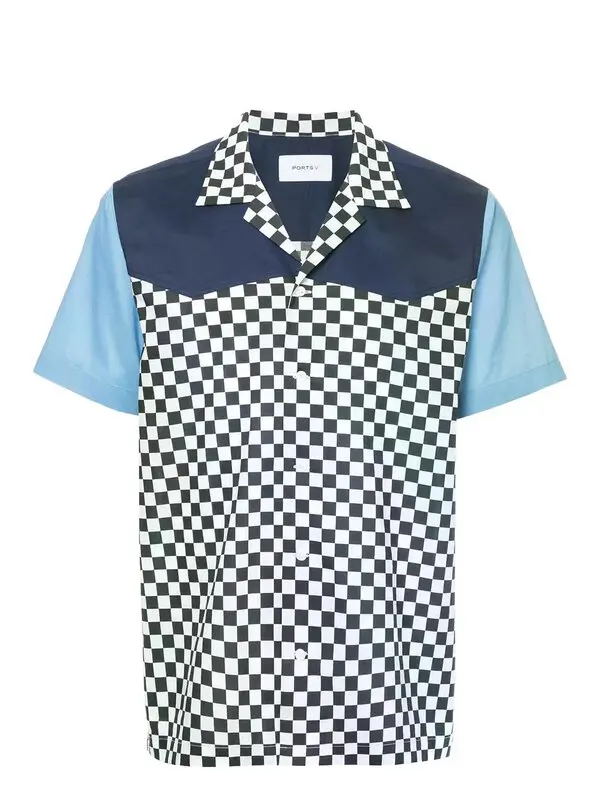 PORTS V Color Block Checkered Shirt - Multicolour