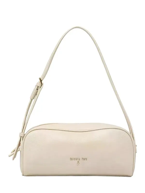Patrizia Pepe Leather Tote Bag With Logo Plaque - Neutrals