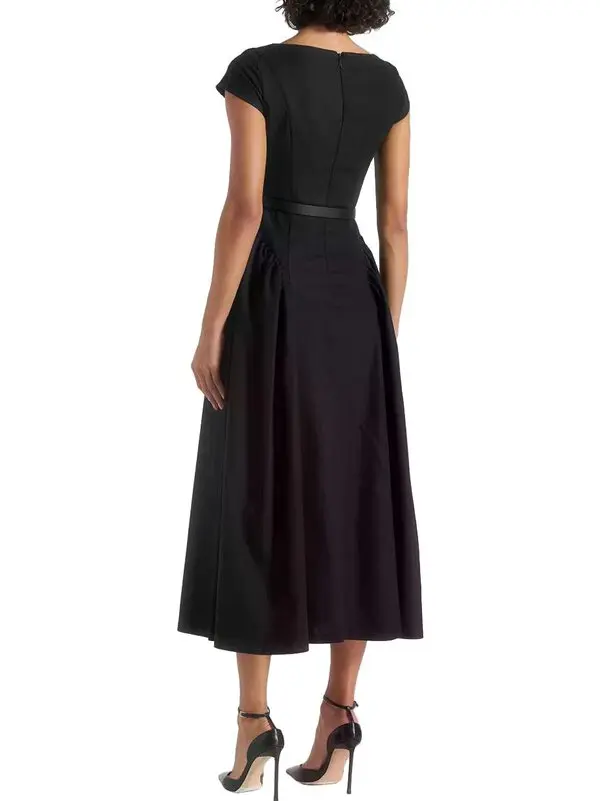Manière De Voir Gaia Belted Pleated-skirt Dress - Black