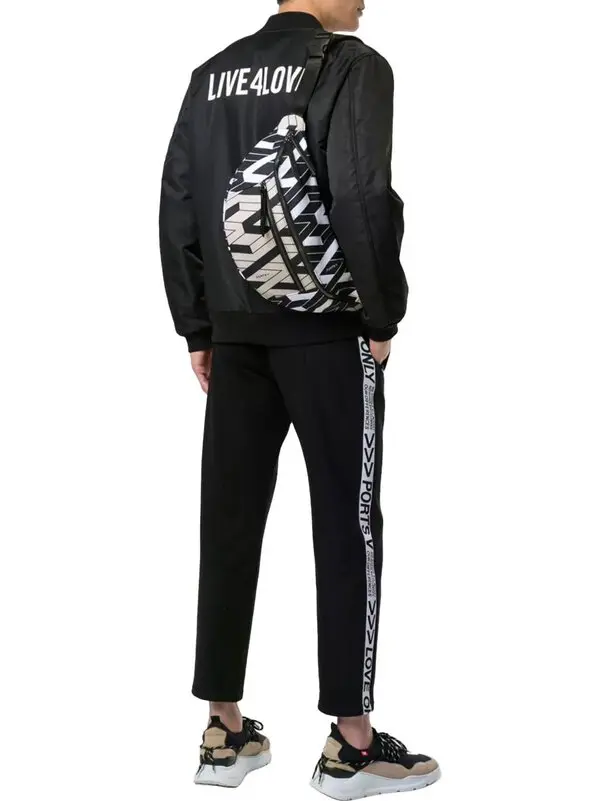 PORTS V Slogan Bomber Jacket - Black