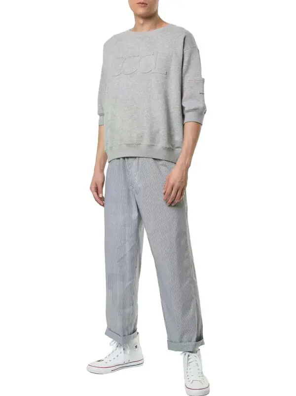 PORTS V Embroidered Slogan Sweater - Grey