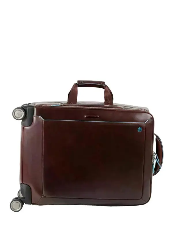 PIQUADRO Blue Square Leather Cabin Suitcase - Brown