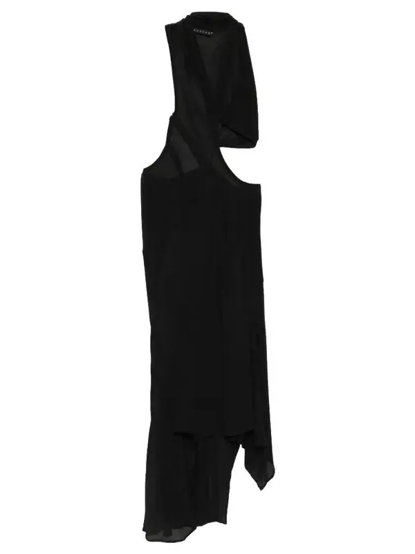 YEHUAFAN Asymmetric Cut-out Dress - Black