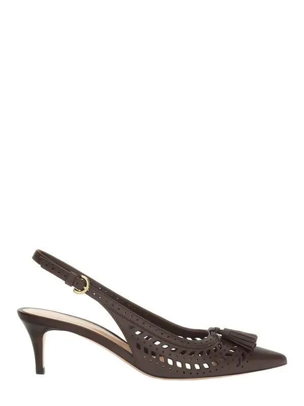 GIANVITO ROSSI Leather Fes Sling Pumps - Brown - Calf