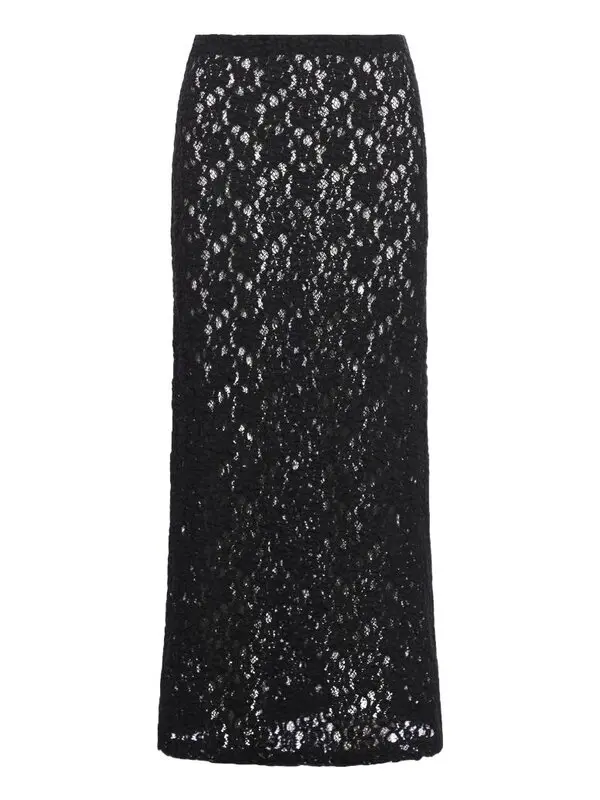 Chloé Floral Lace Midi Skirt - Black