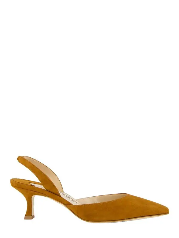 Manolo Blahnik Carolyne Suede Slingback Pumps - Brown