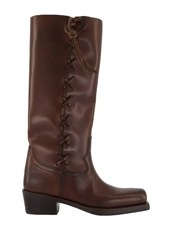 Paris Texas Chocolate Roxanne Leather Lace-up Boots - Brown