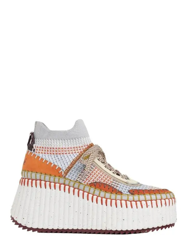 Chloé Nama Lace-up Wedge Sneakers - White