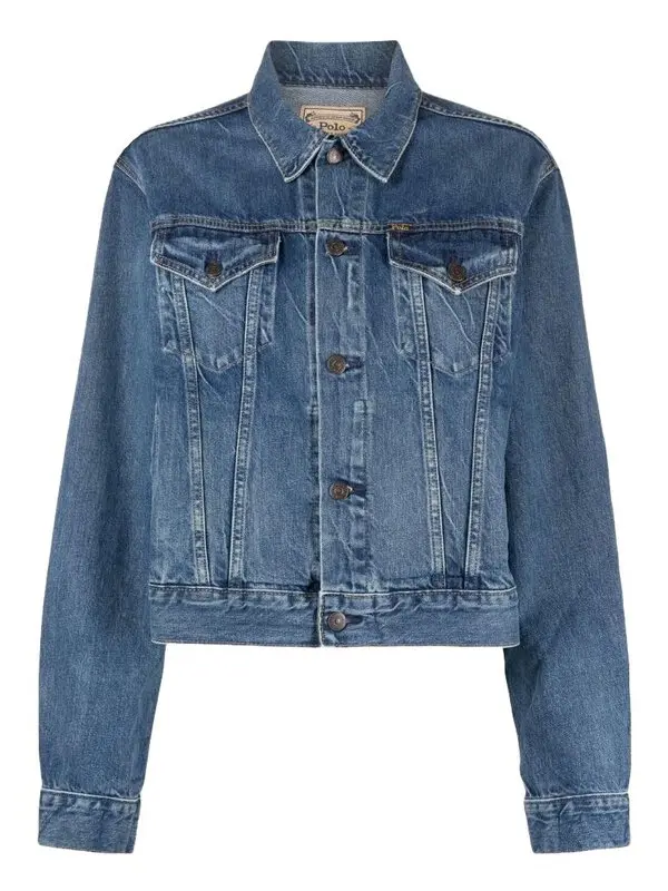 Polo Ralph Lauren Logo Patch Cropped Jacket - Blue