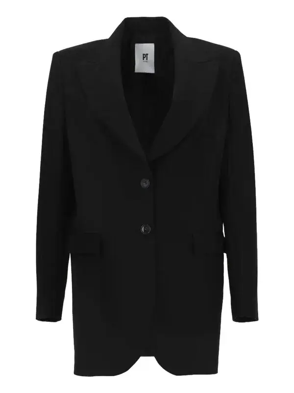 PT TORINO Victoria Peak-lapel Single-breasted Blazer - Black