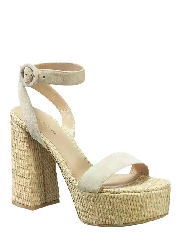 GIANVITO ROSSI Woven Platform Sandals - Neutrals