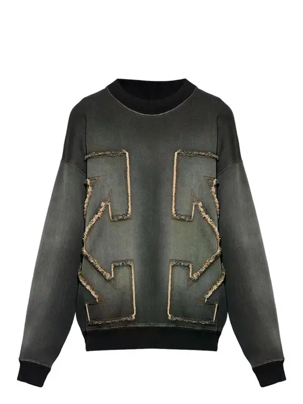 Off-White Arrows Patch Frayed Sweater - Grey