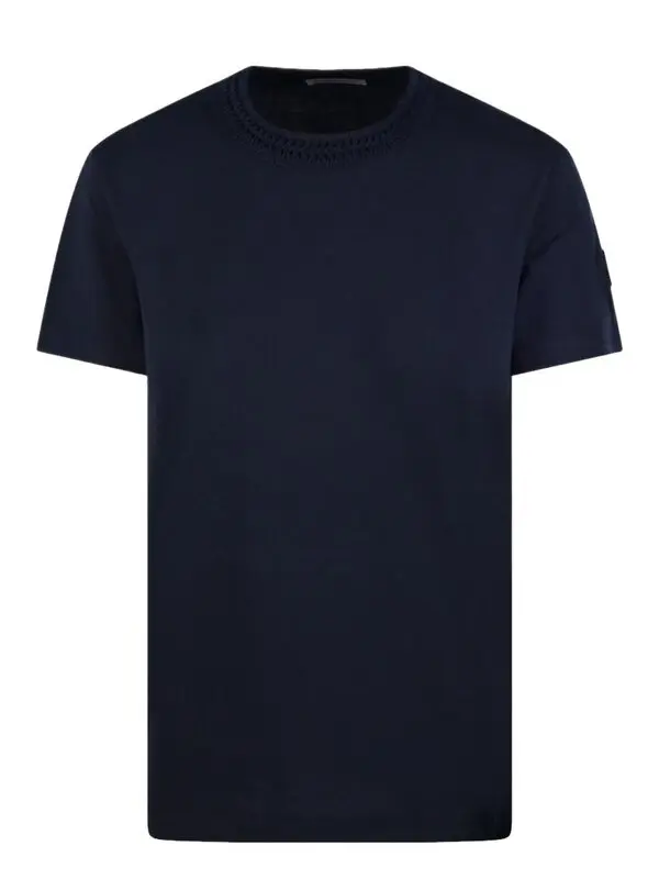 Moncler Textured Neck T-shirt - Midnight Blue