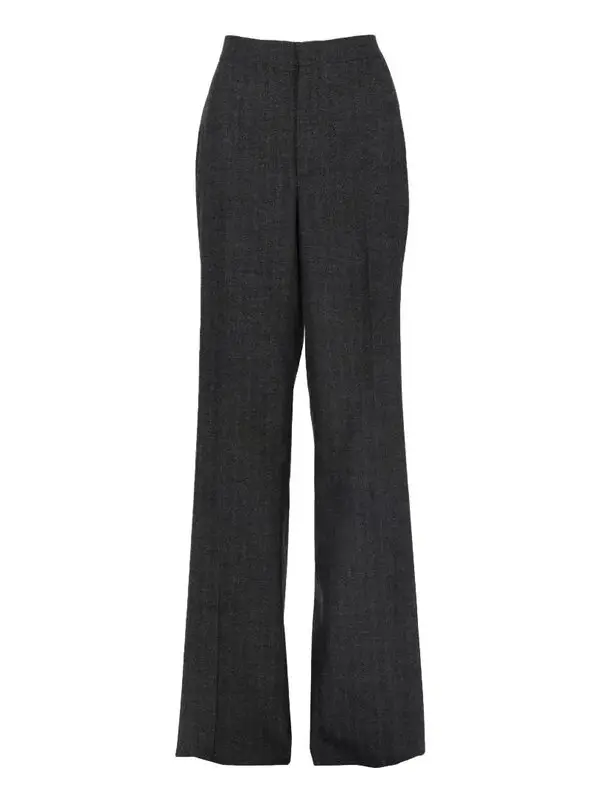 Tagliatore Charcoal Herringbone Pressed Crease Wide Leg Trousers - Grey