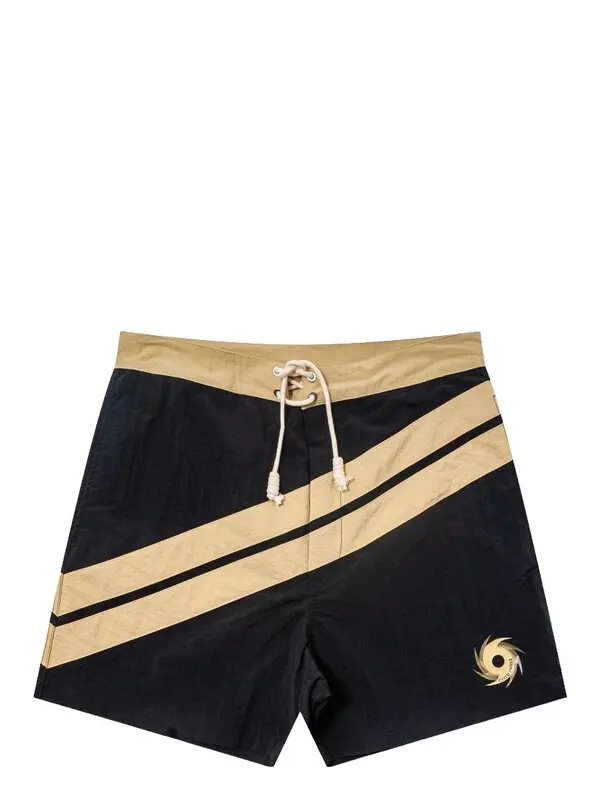 Palm Angels Diagonal Stripe Drawstring Swim Shorts - Black