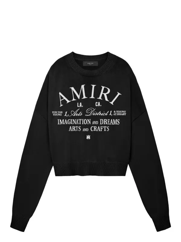 Amiri Round Neck Logo Patterned Sweater - Black