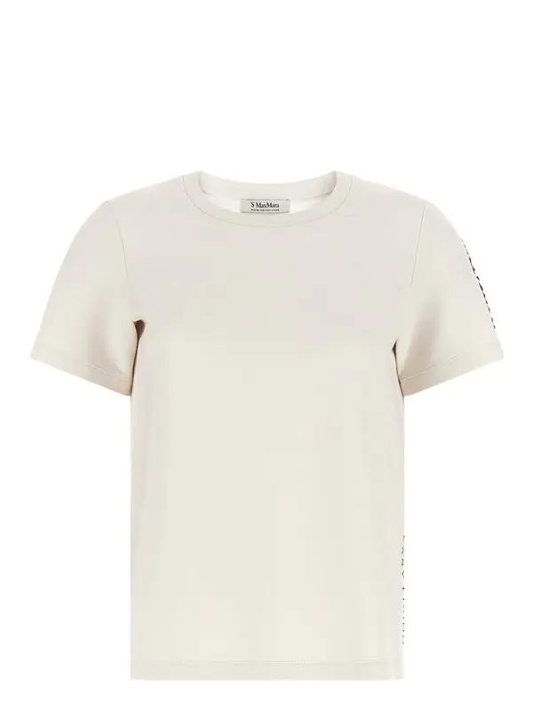 Max Mara Short Sleeve T-shirt With Logo Detail - White