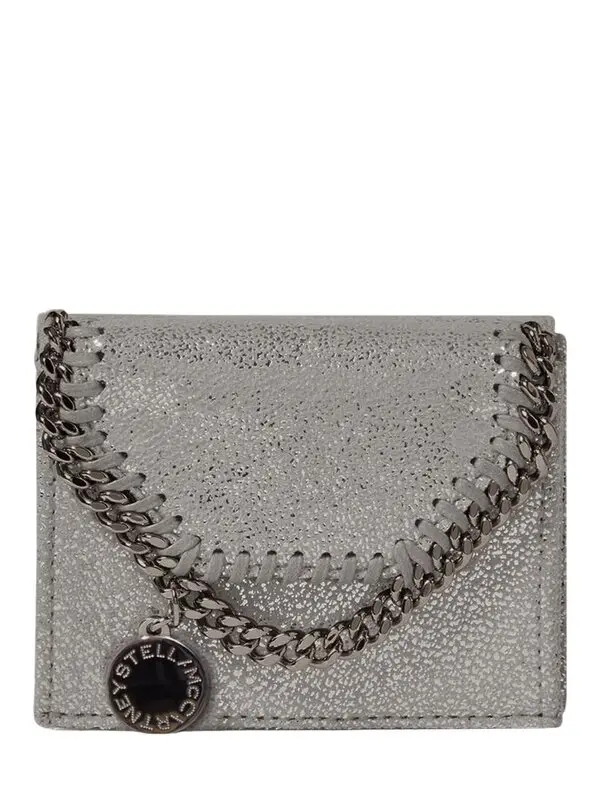 Stella McCartney Falabella Tri-fold Wallet With Chain Trim - Gray