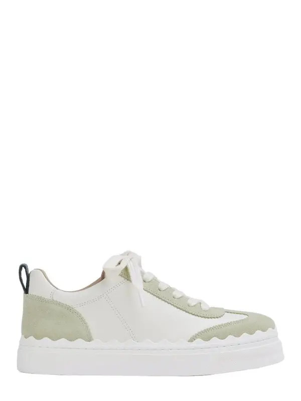 Chloé Low Top Lace-up Sneakers With Scalloped Detailing - White