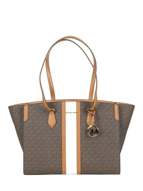 Michael Kors Large Monogram Stripe Tote Bag - Brown