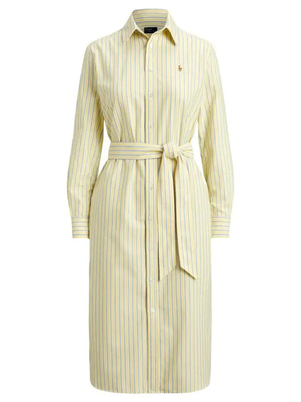 Polo Ralph Lauren Striped Belted Shirt Dress - Yellow