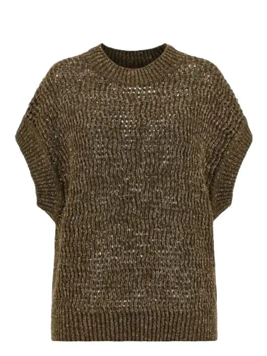 Max Mara Crewneck Short-sleeve Sweater - Brown