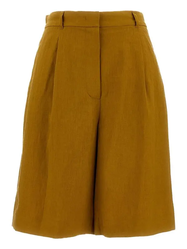 Max Mara Belted Pleated Shorts - Brown