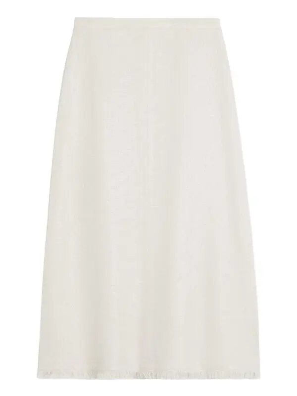 Max Mara A-line Midi Skirt With Fringe And Raw Edge Detail - Ivory